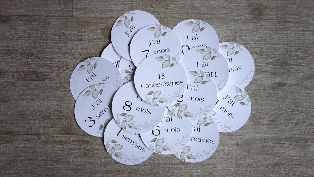ROUND MILESTONE CARDS, Baby's Development, French Milestone Card ...
