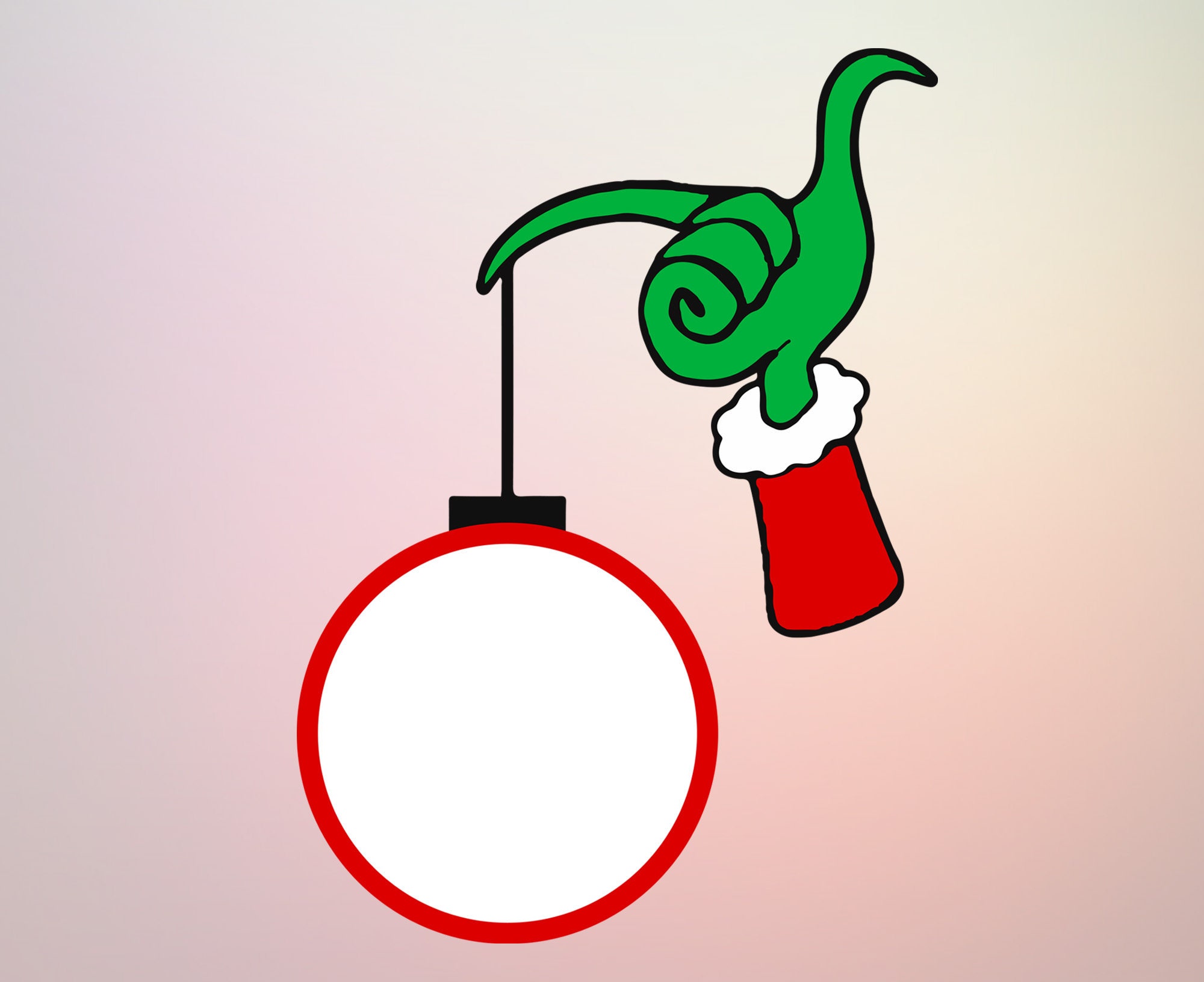 GRINCH HAND with Christmas ball for Circle monogram. Vectors - Etsy Polska