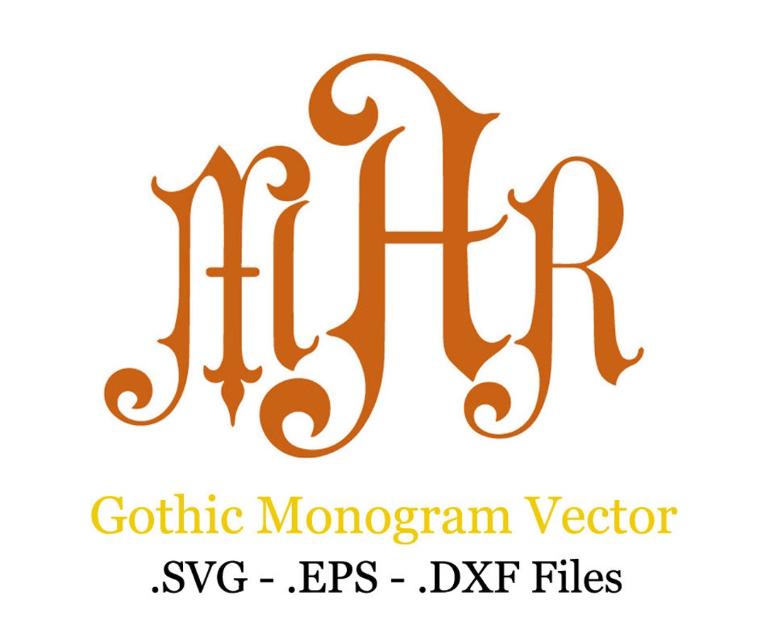Gothic Monogram Font Vector. .EPS .SVG .DXF Files. - Etsy Singapore