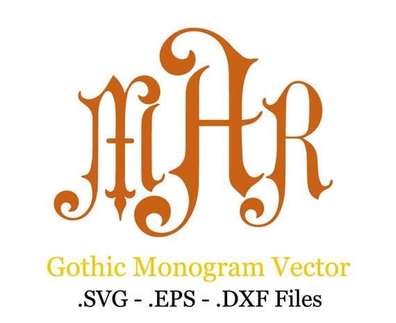 Gothic Monogram Font Vector. .EPS .SVG .DXF Files. - Etsy Finland