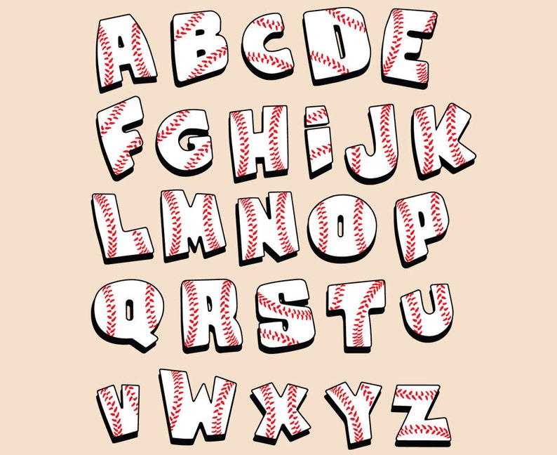 Baseball Font Vectors Alphabet Cutting Files. - Etsy