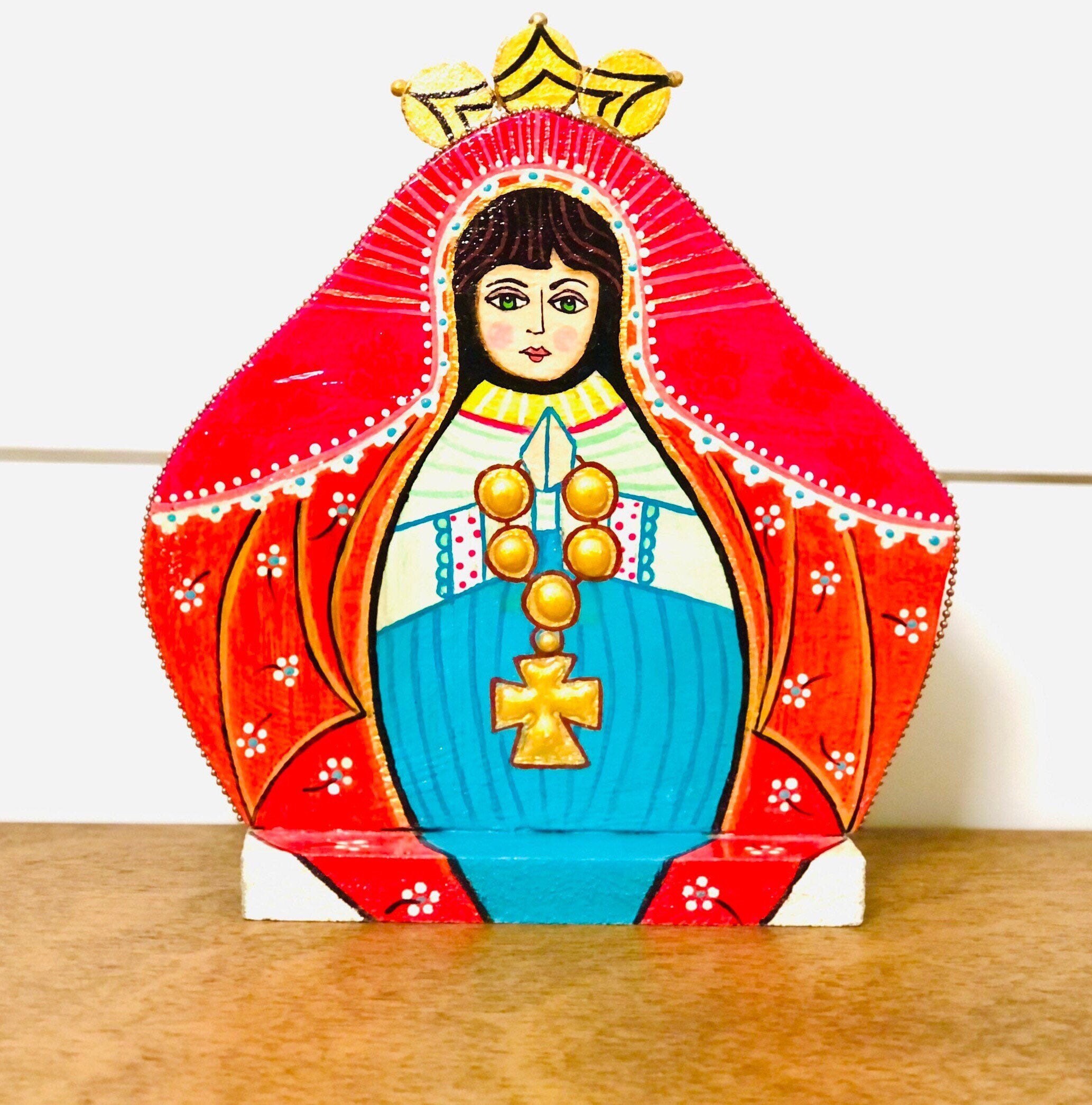 Virgen María. Talla de madera hecha a mano y pintada por - Etsy España