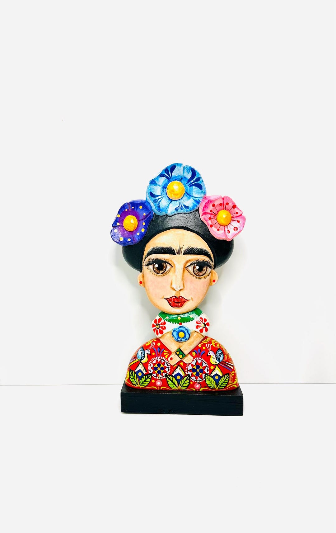 Frida Kahlo Handmade in Venezuela . Natural Wood Statue. 10 Inches X 5 ...