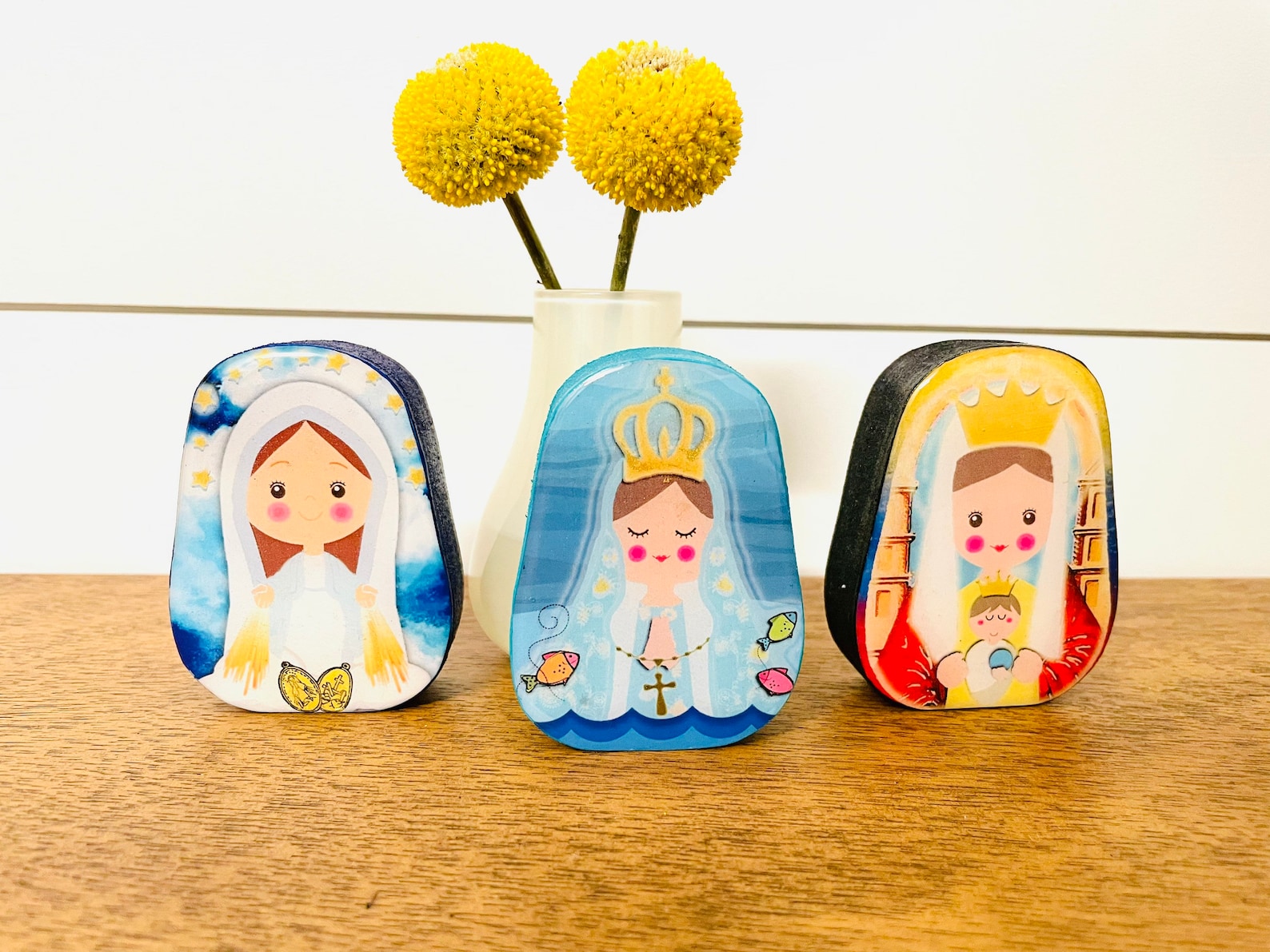 Virgen Del V. Virgin Mary Handmade, Unique Piece Small Size in Resin ...