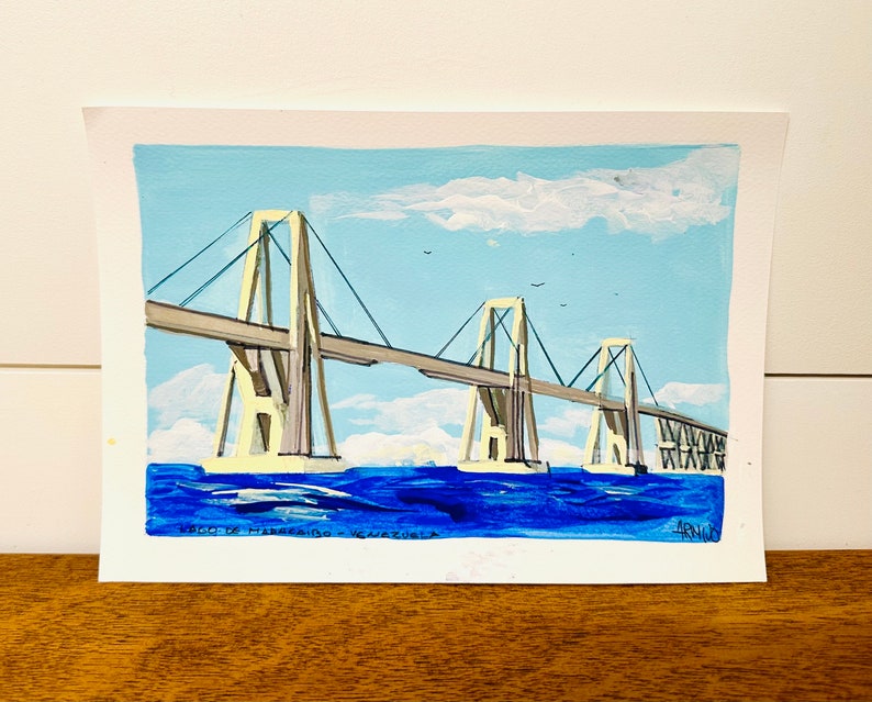 Puente Sobre El Lago De Maracaibo #4 Turquesa by G. Armijo. Original ...