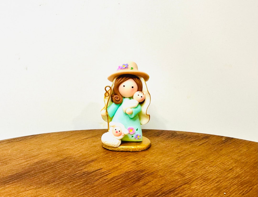 Mini Virgin Mary Statue: Hand-painted Resin "la Divina Pastora" (3.5 ...