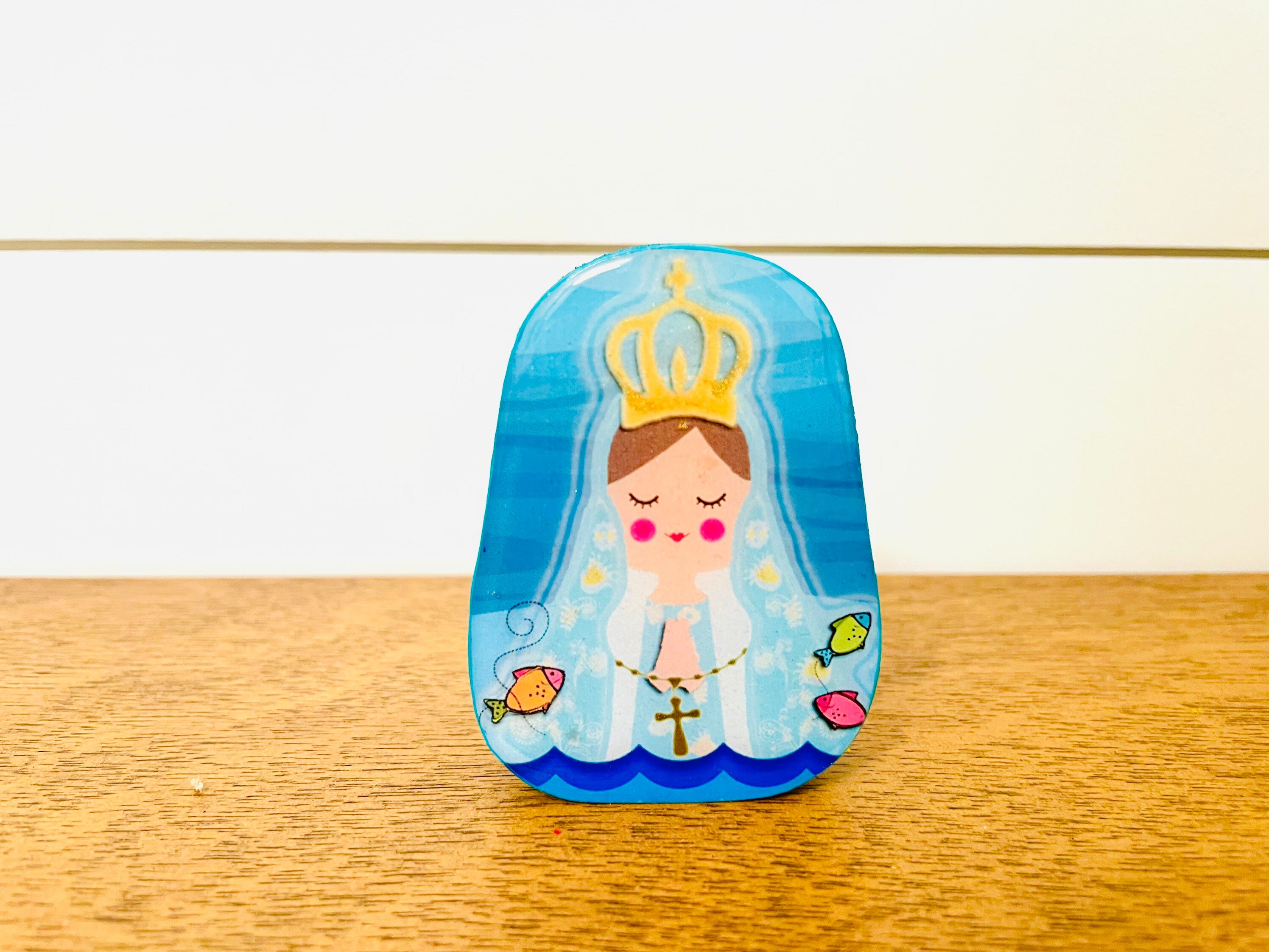 Virgen Del V. Virgin Mary Handmade, Unique Piece Small Size in Resin ...