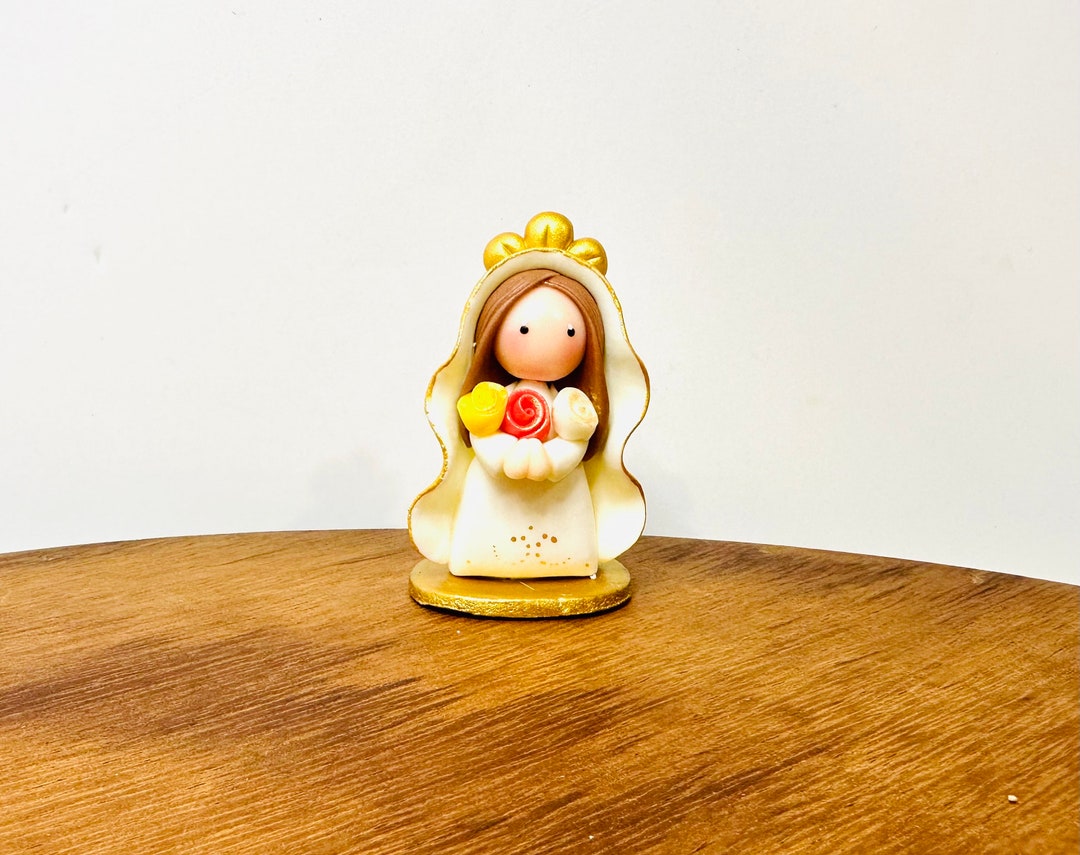 Mini Virgin Mary Statue: Mystical Rose, Hand-painted Resin (2.5 Inch ...