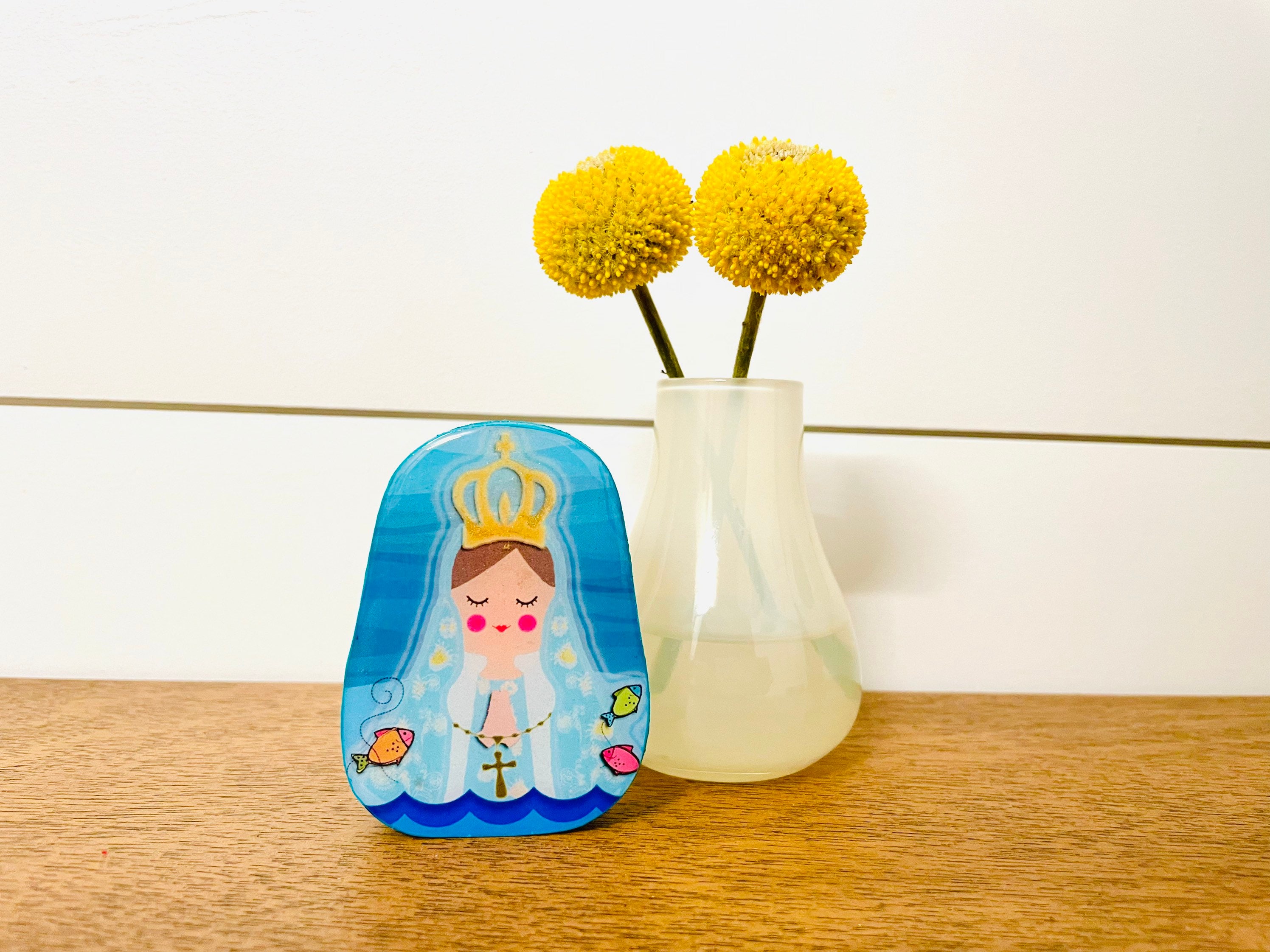 Virgen Del V. Virgin Mary Handmade, Unique Piece Small Size in Resin ...