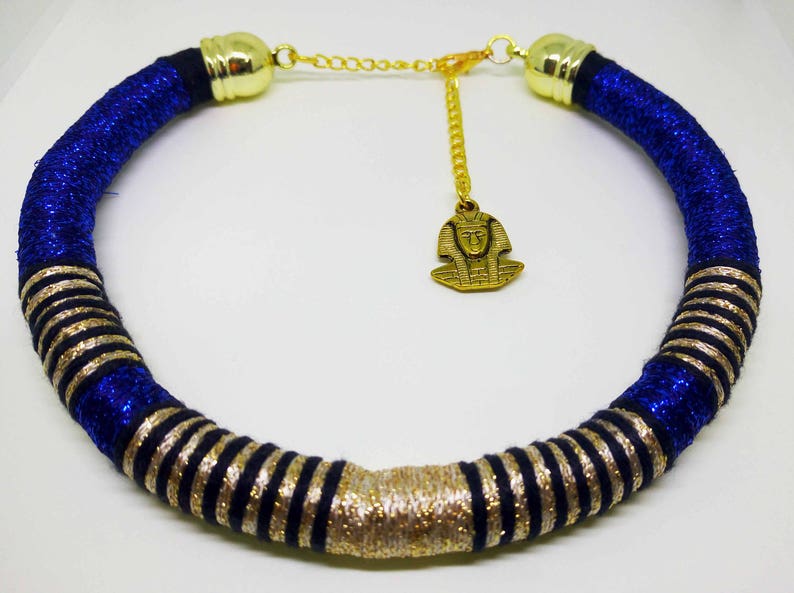 One Ring Choker Necklace Navy Blue Choker Necklace Gold - Etsy