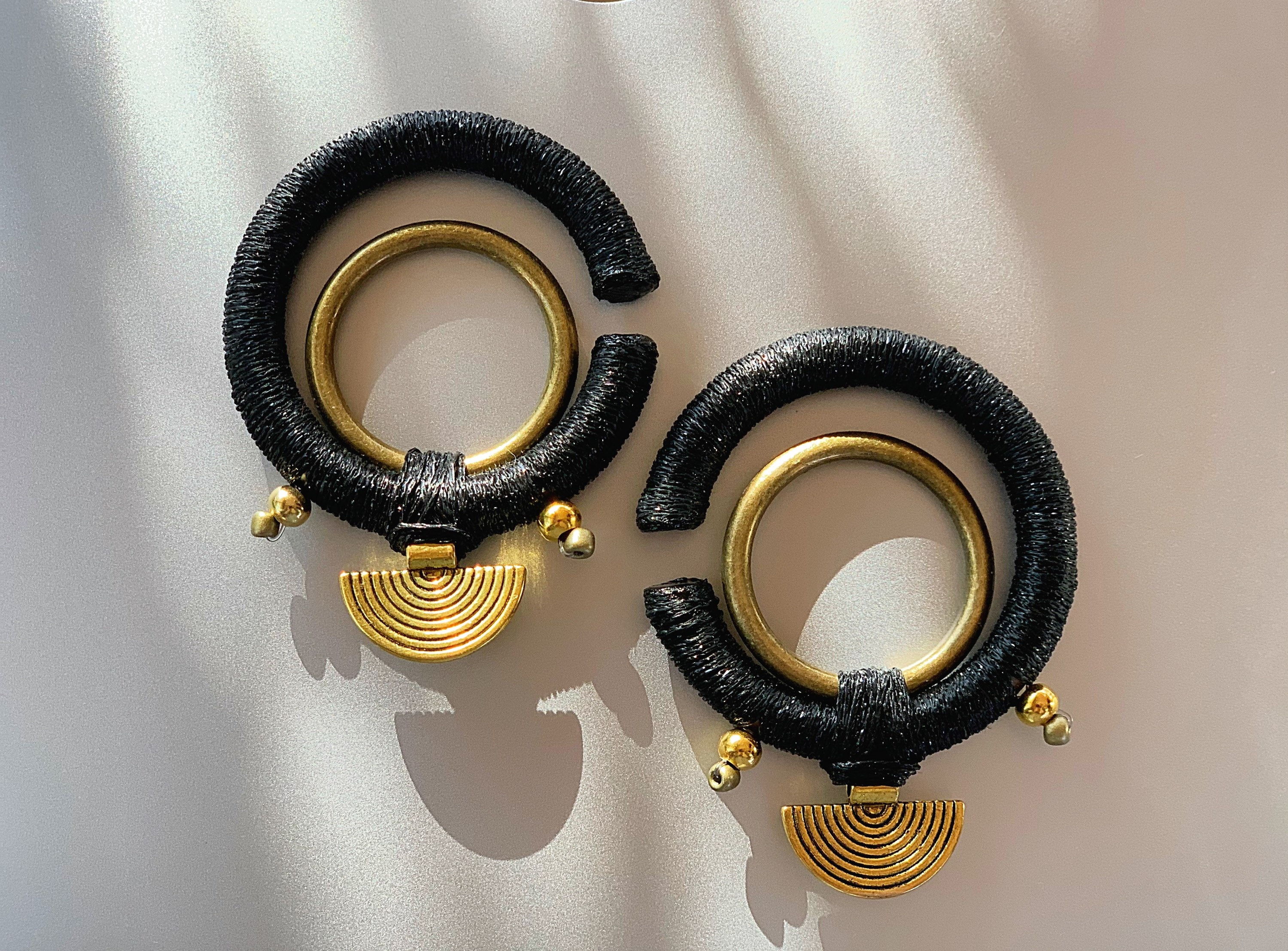 Ear Hangers Thread Wrapped Ear Weights Earrings Recycled | Etsy