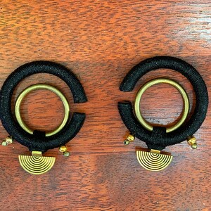 Ear Hangers, Thread Wrapped Ear Weights Earrings, Recycled Handmade Ear ...