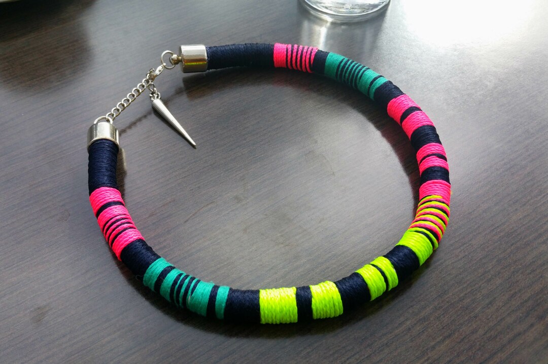 Navy Blue Choker Necklace, One Ring Choker, Neck Rings, Choker Necklace ...