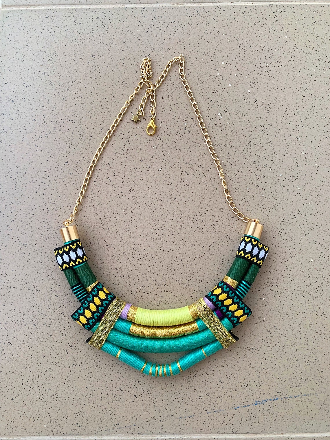 Turquoise necklace African colorful bib necklace African | Etsy