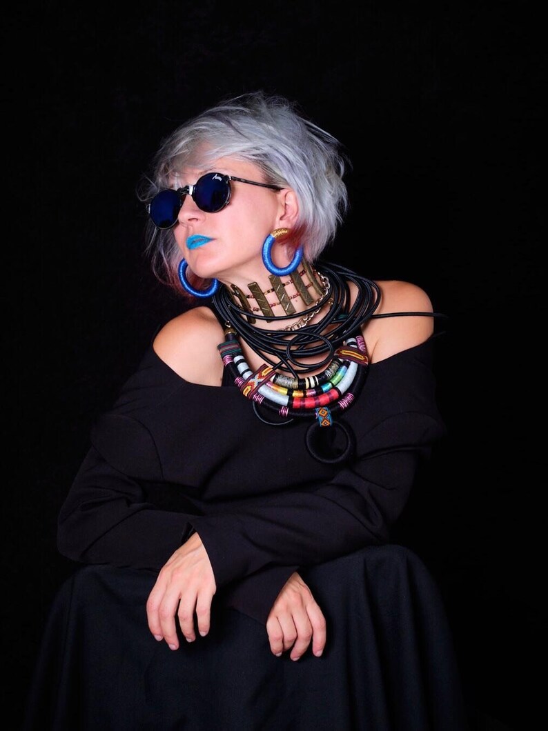 Colorful earrings thread wrapped statement earrings fiber | Etsy