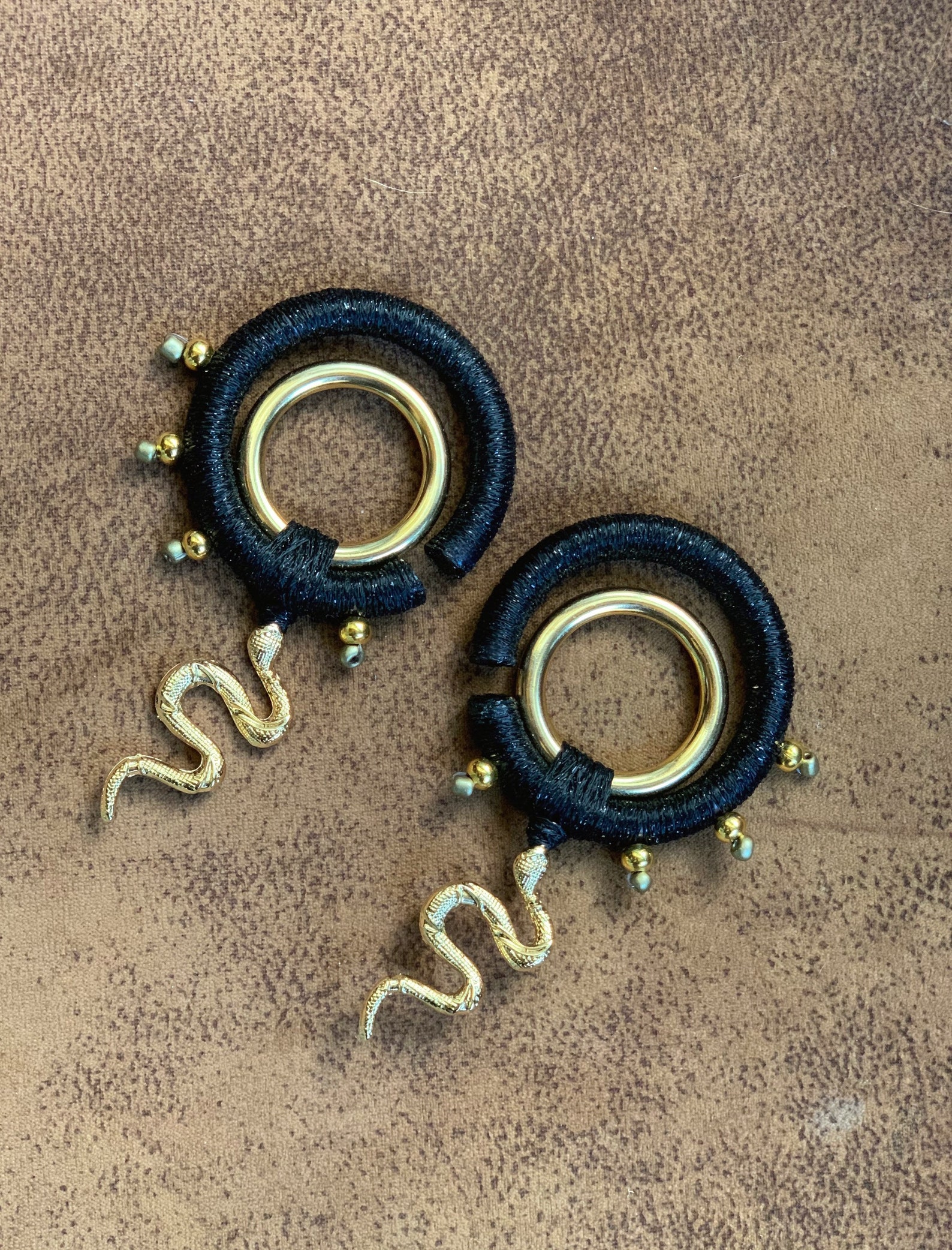 Ear Hangers Thread Wrapped Ear Weights Earrings Recycled - Etsy