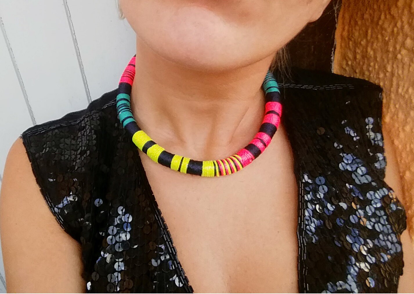 Navy Blue Choker Necklace One Ring Choker Neck Rings Choker - Etsy