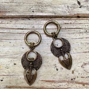 Brass Tribal Hoop Earweights 4g Gauge Dangle Ear Weights for Stretched Lobes - Etsy