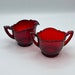 Vintage Crows Foot Cream and Sugar Set - Ruby Red - Paden City Glass Co ...