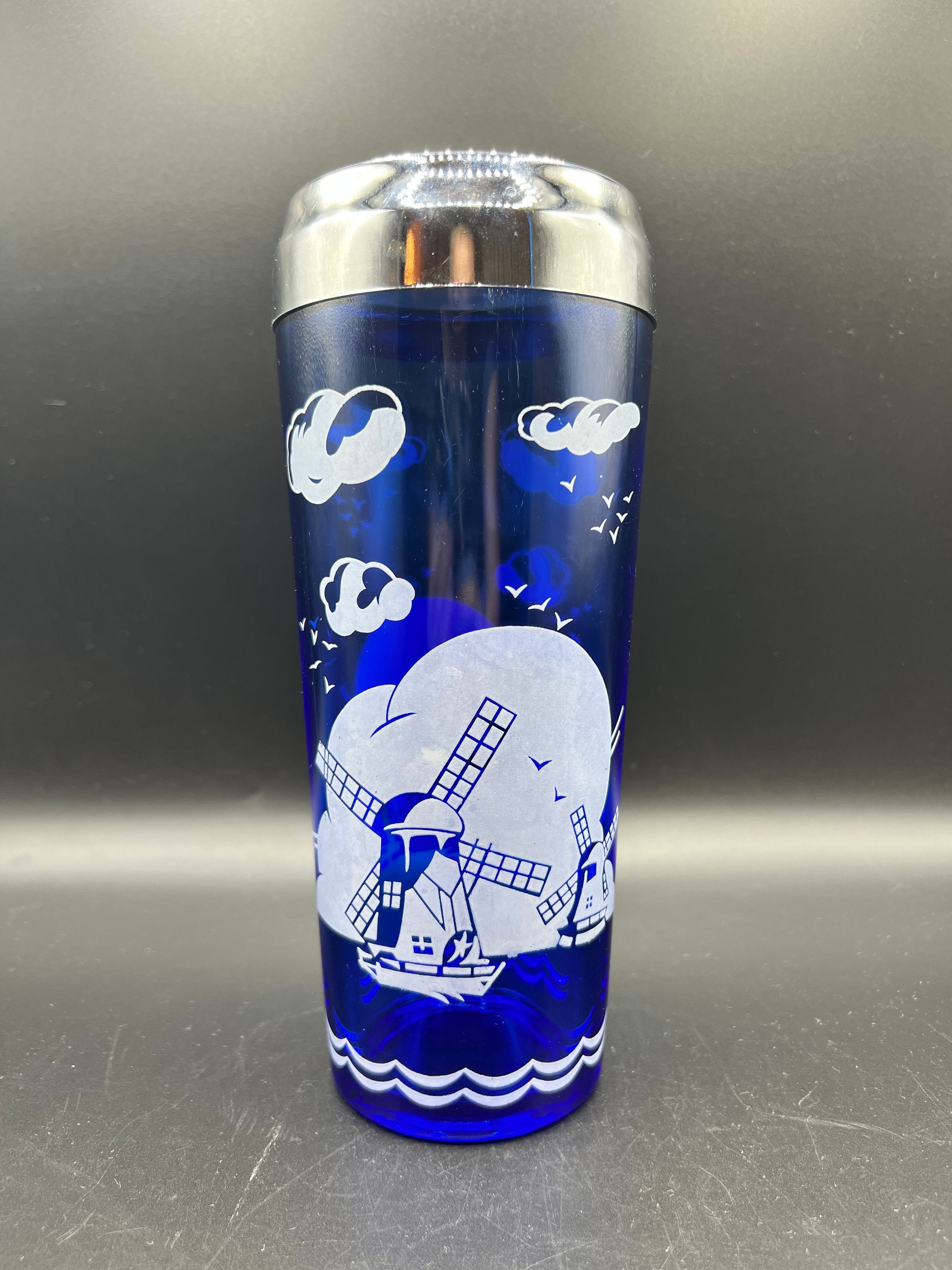 Vintage Cocktail Shaker Hazel Atlas Windmill in Cobalt - Etsy