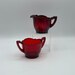 Vintage Crows Foot Cream and Sugar Set - Ruby Red - Paden City Glass Co ...