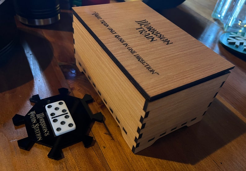 Mexican Train Dominoes Box Solid Wood With Acrylic Hub Personalized - Etsy
