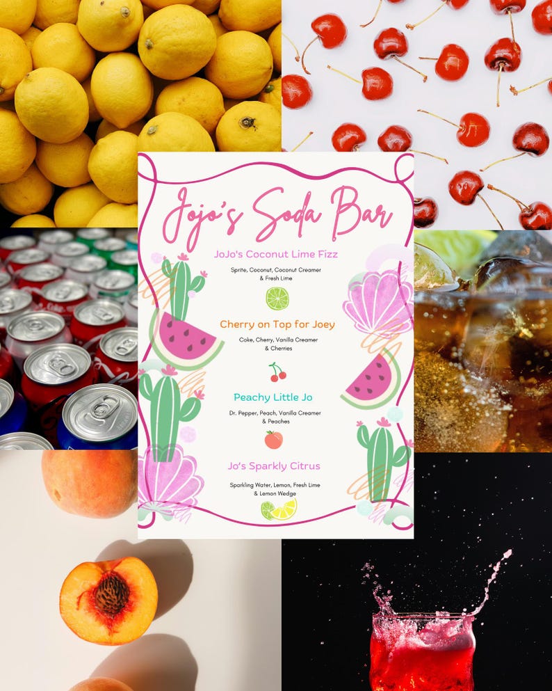 DIY Soda Bar Menu Template | Printable Party Sign, Editable Canva - Etsy