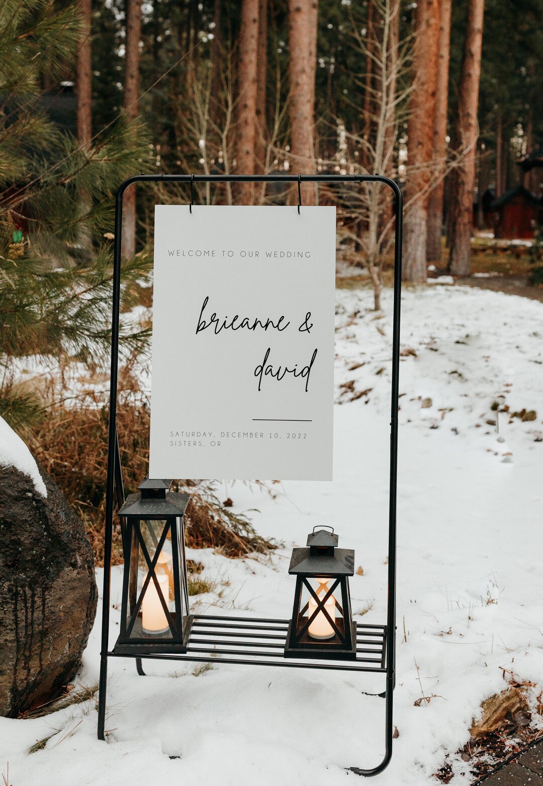 Minimalist Wedding Welcome Sign: Modern Black & White Canva Template ...