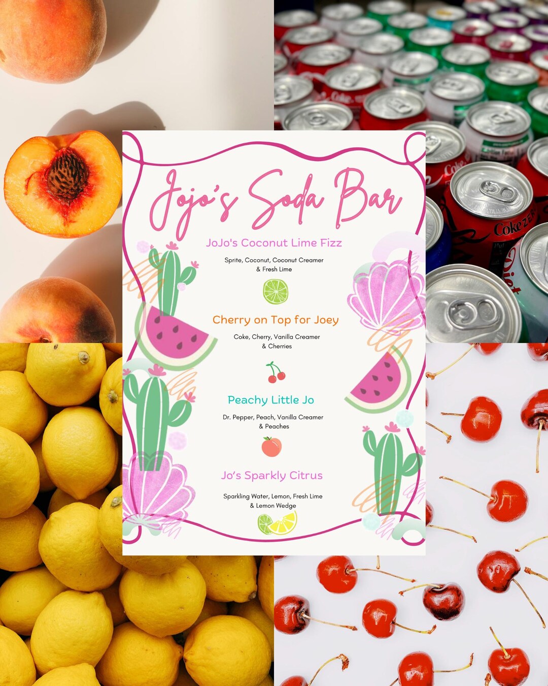 DIY Soda Bar Menu Template | Printable Party Sign, Editable Canva - Etsy