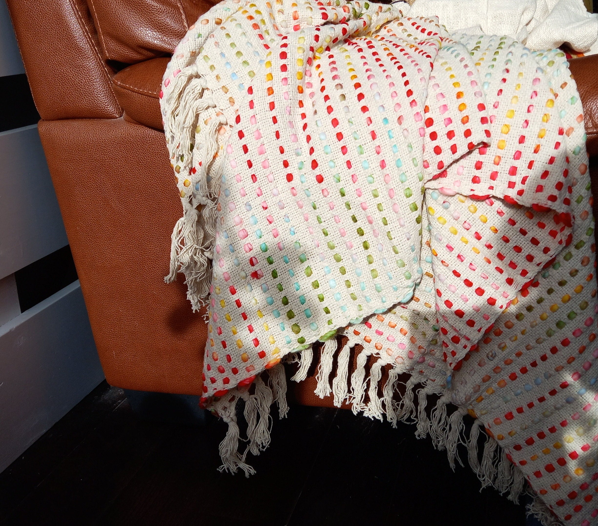 Soft Throw Blanket 4x6ft Handwoven With Rainbow Colour Threads - Etsy