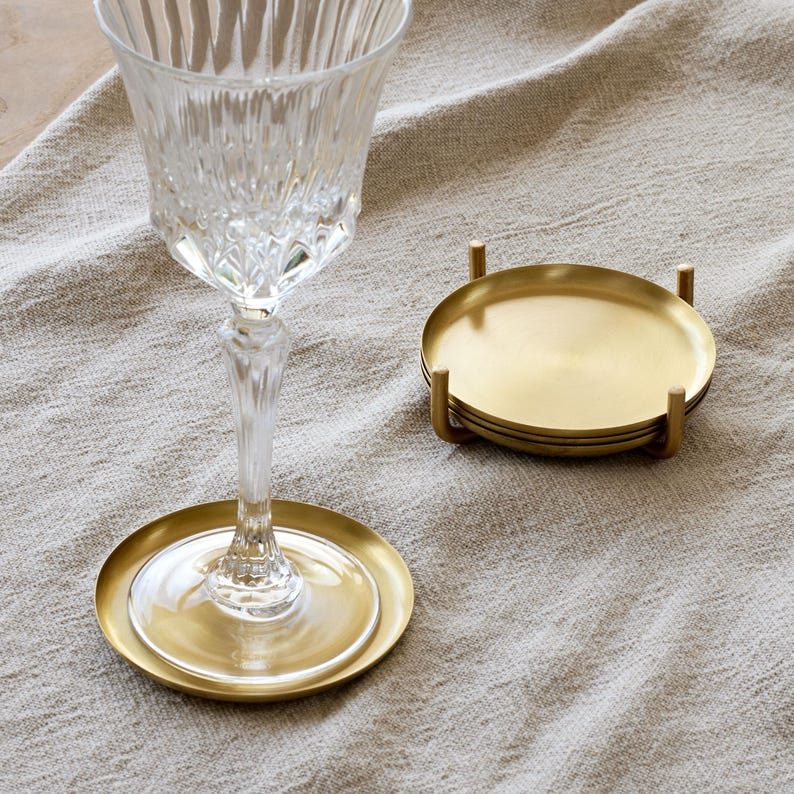 Anika Brass Gold Coasters I Elegance Brass Coaster Set I Golden Harmony ...