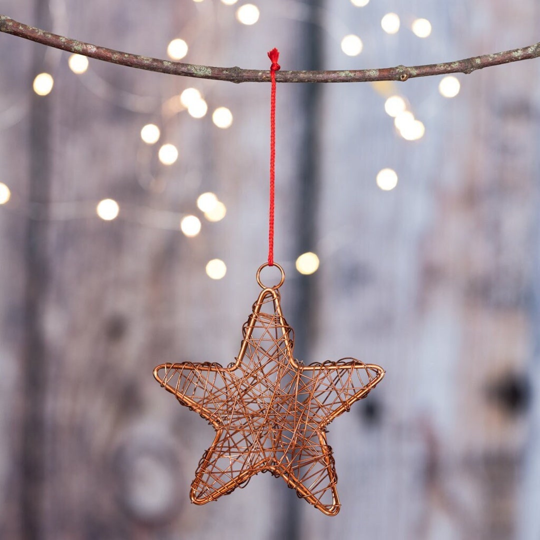 Hanging Iron Wire Stars Set Copper / Christmas Tree Hanging Star-shaped ...