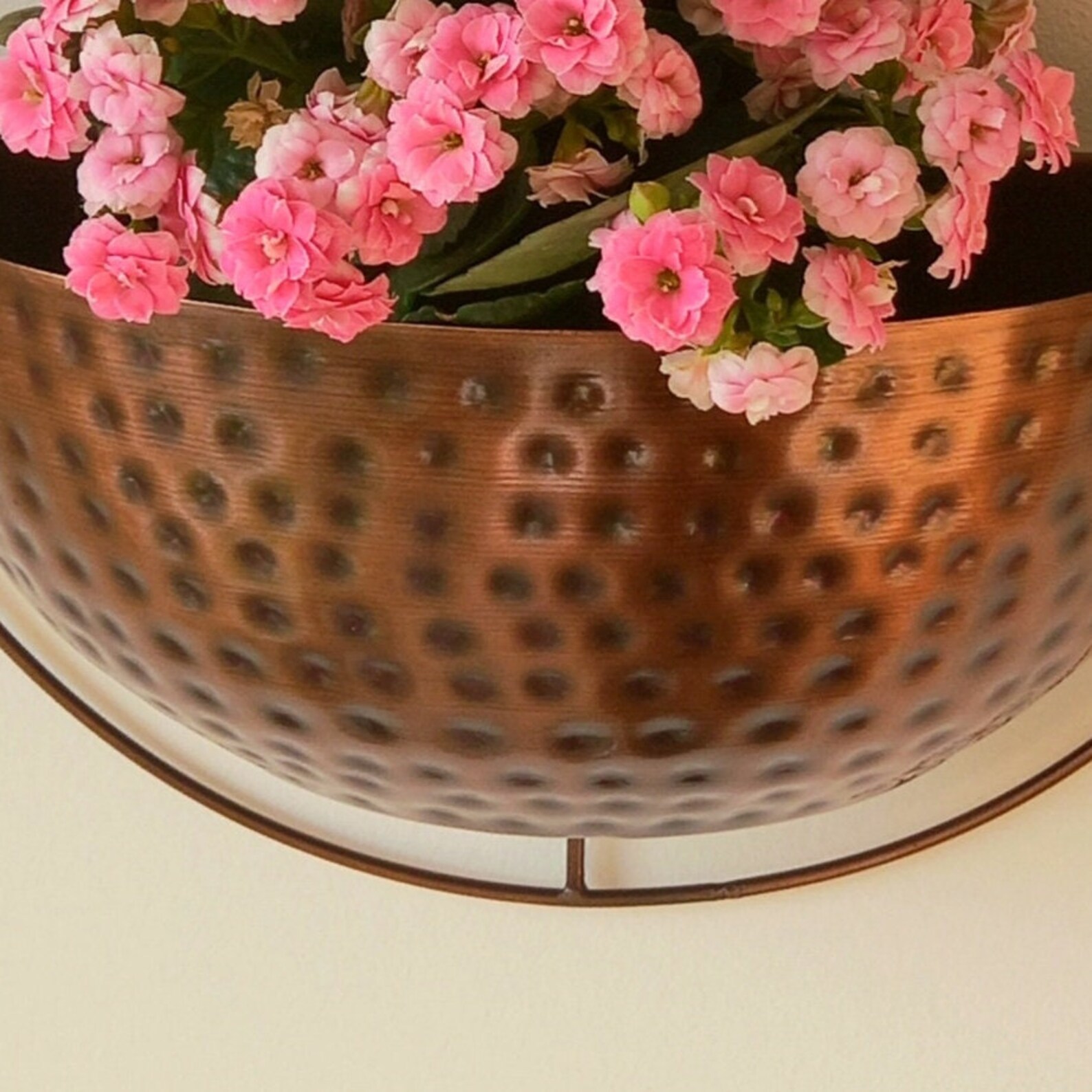 Hanging Wall Ring Planter With Copper Finish / Hammered - Etsy