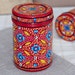 Steel Tins Enamel-coated Hand-painted Red, Green or Blue / Handmade ...