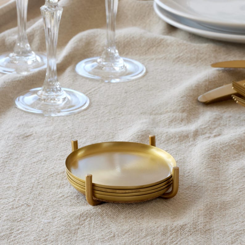 Anika Brass Gold Coasters I Elegance Brass Coaster Set I Golden Harmony ...