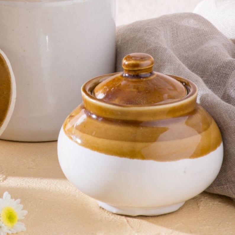 Ceramic Pot With Lid Dual Colour Brown and White / Handmade - Etsy UK