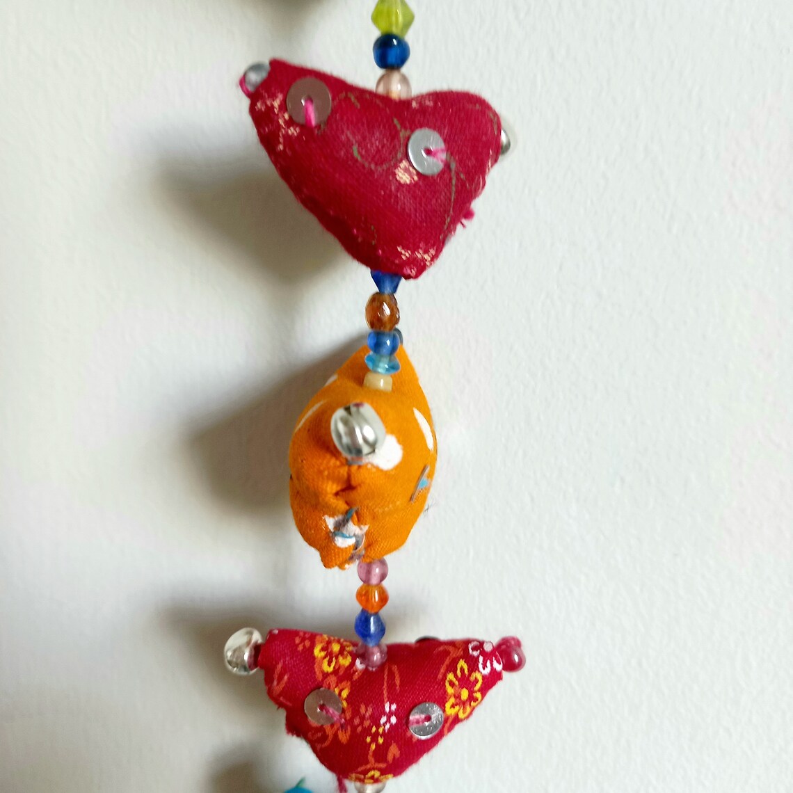 Colourful Handmade Fabric Birds on a String / Traditional | Etsy