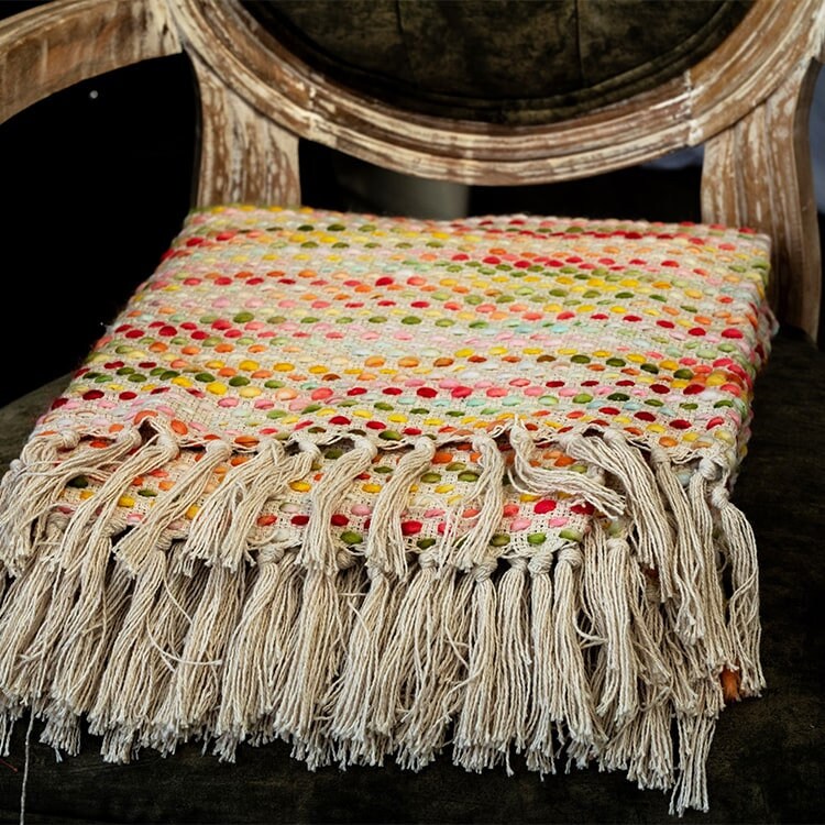 Soft Throw Blanket 4x6ft Handwoven With Rainbow Colour Threads - Etsy