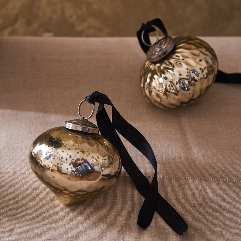 Bulbous Glass Bauble Burnished With Antique Gold Finish 'bhool ...