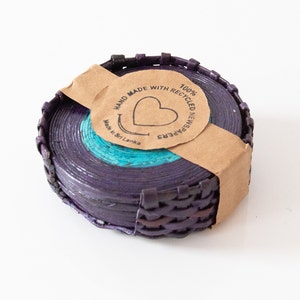 Set of 6 Recycled Paper Coasters and Paper Tray / Handmade Round ...