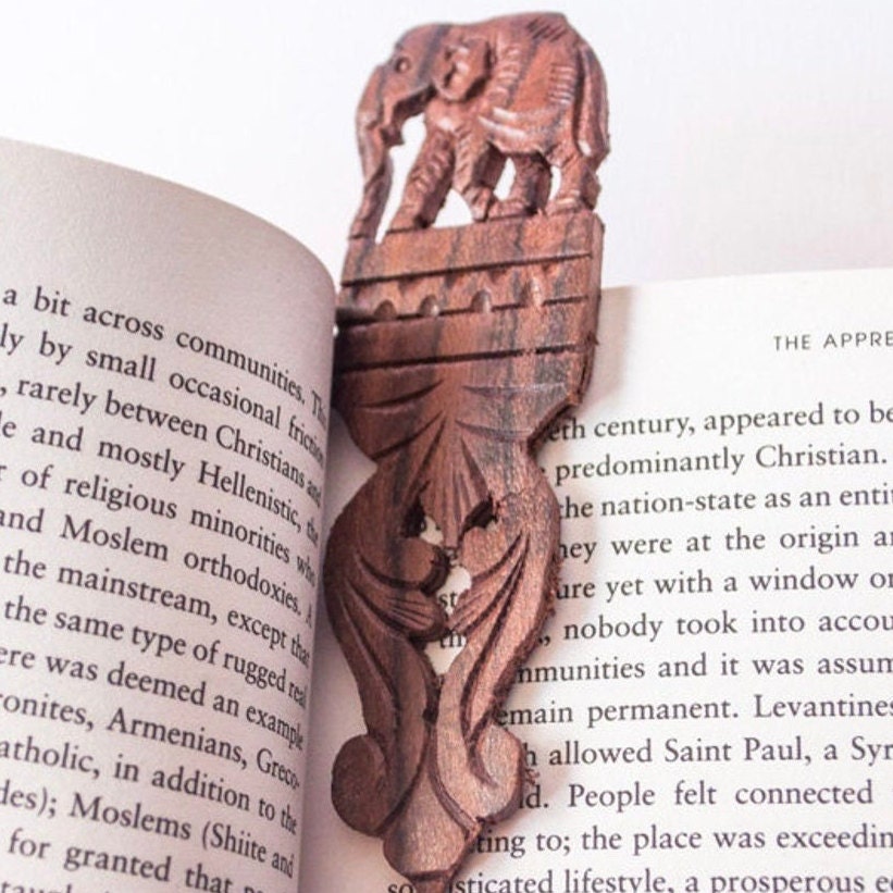 Wooden Elephant Shape Bookmark / Elephant Gift Handmade Slide-on ...