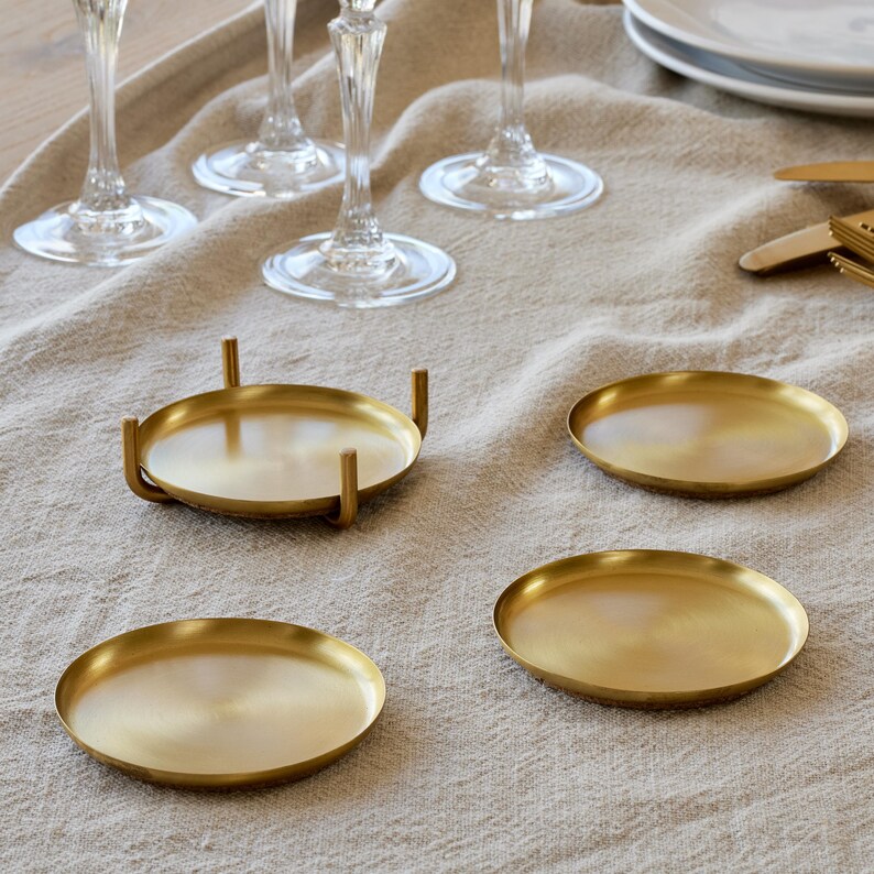 Anika Brass Gold Coasters I Elegance Brass Coaster Set I Golden Harmony ...