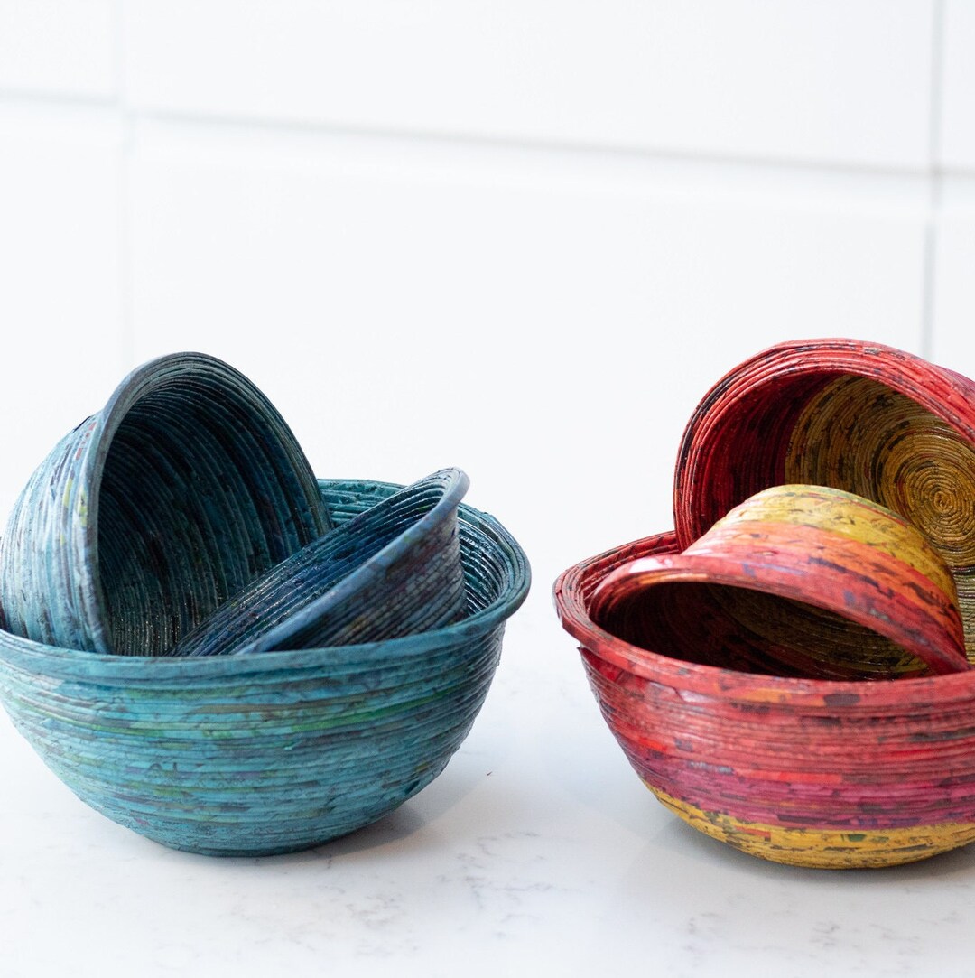 Colourful Baskets From Recycled Paper / Handmade Bowls / Decorative ...