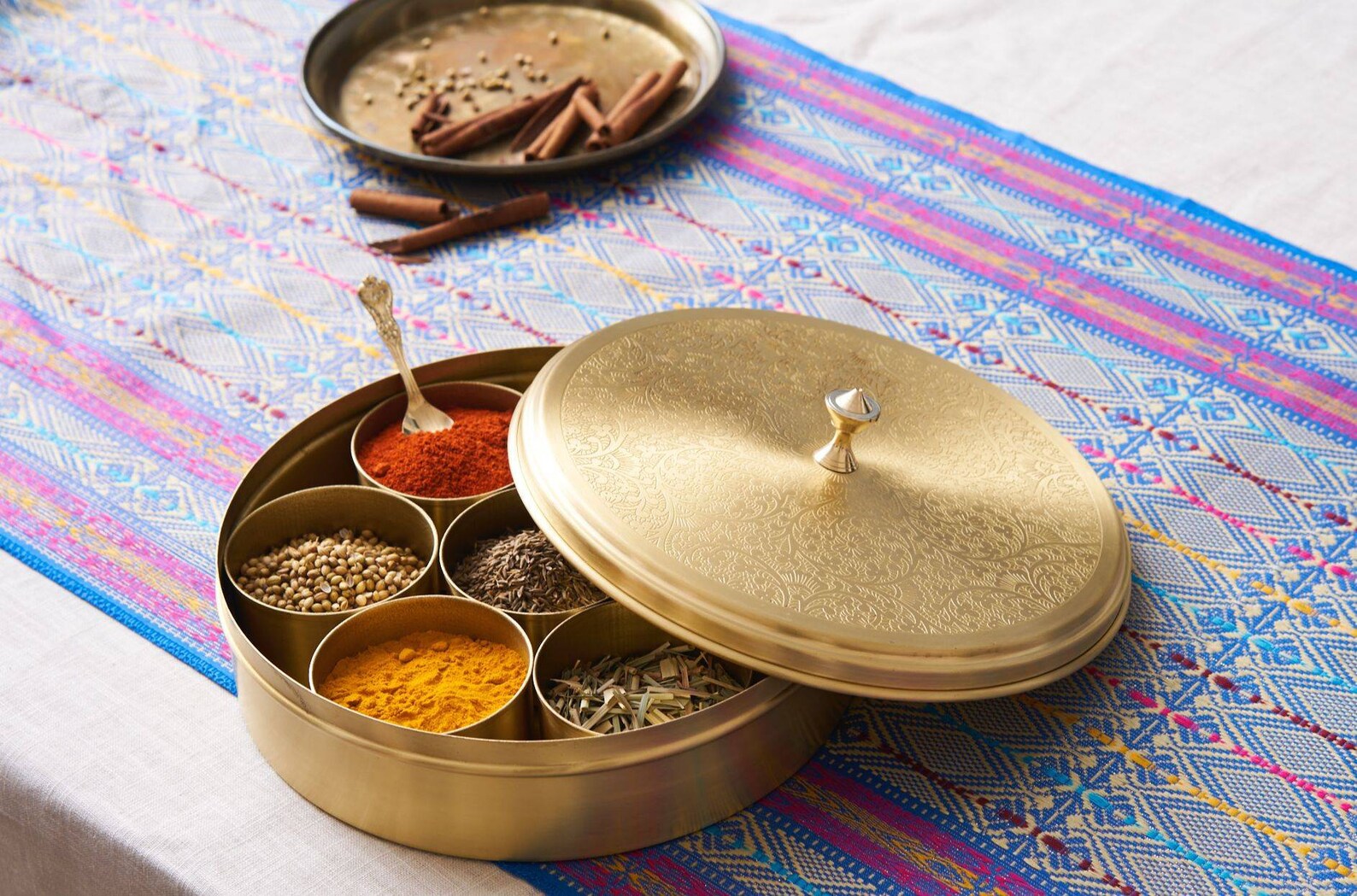 Indian Brass Spice Box / Masala Dabba Decorative Round Brass - Etsy