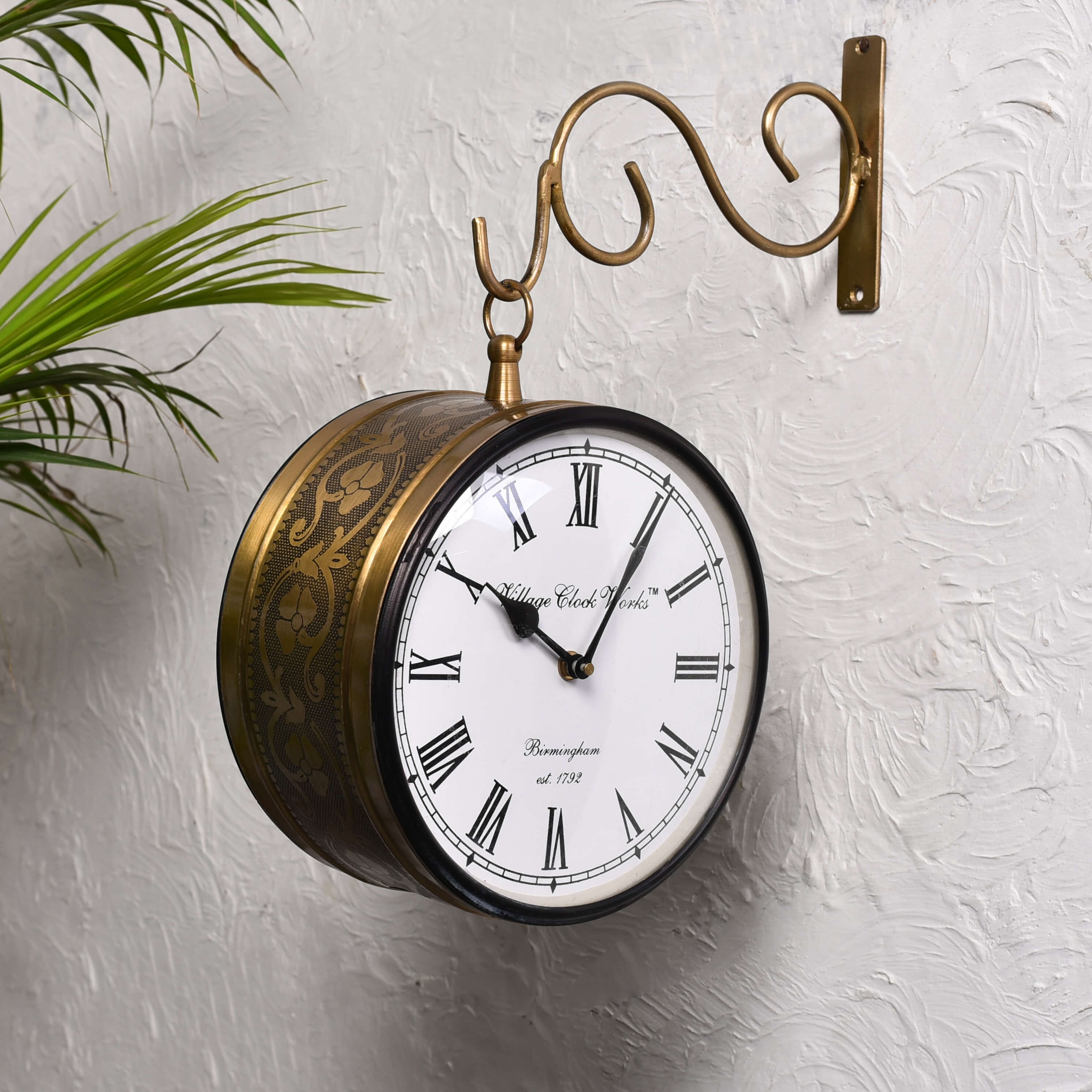 Vintage Style Hanging Metal Clock Made With Brass / - Etsy