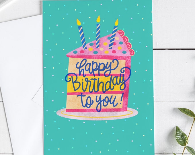 Printable Birthday Cake Card, Downloadable Birthday Card, Birthday Card ...