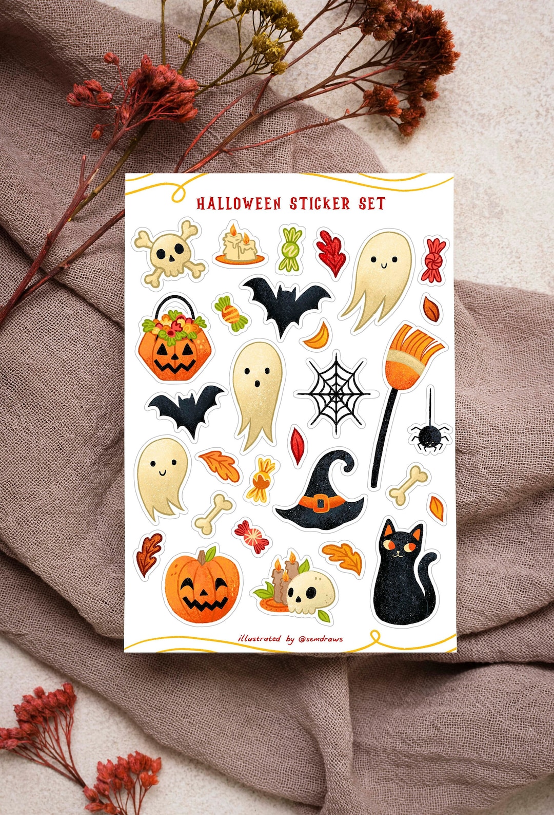 Halloween Sticker Sheet Bullet Journal Stickers Planner Stickers Happy ...