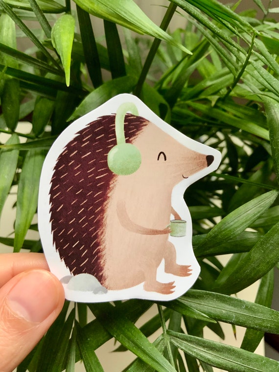 Cute Hedgehog Listening Music Sticker Die Cut Sticker Cute | Etsy