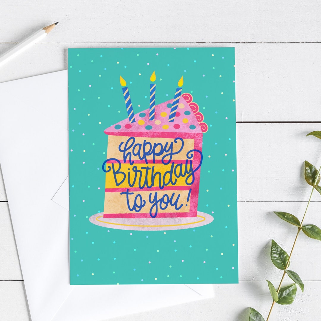 Printable Birthday Cake Card, Downloadable Birthday Card, Birthday Card ...