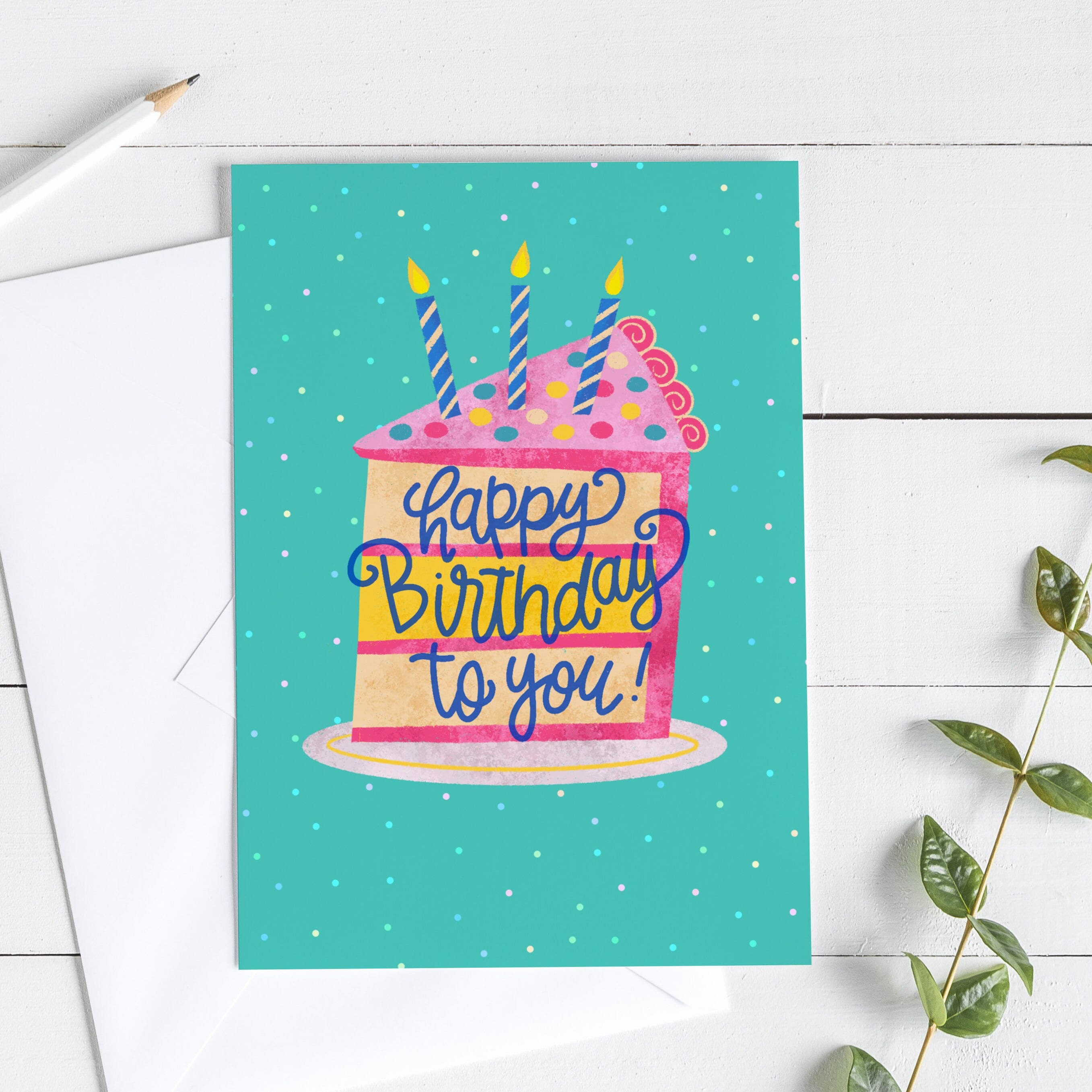 Printable Birthday Cake Card Downloadable Birthday Card - Etsy